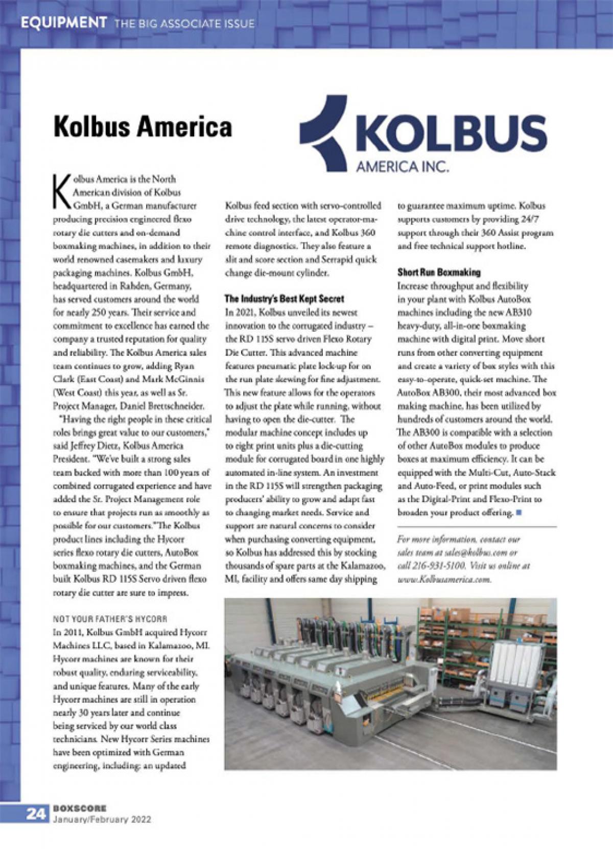 BoxScore Big Associate Issue | Kolbus: KOLBUS America