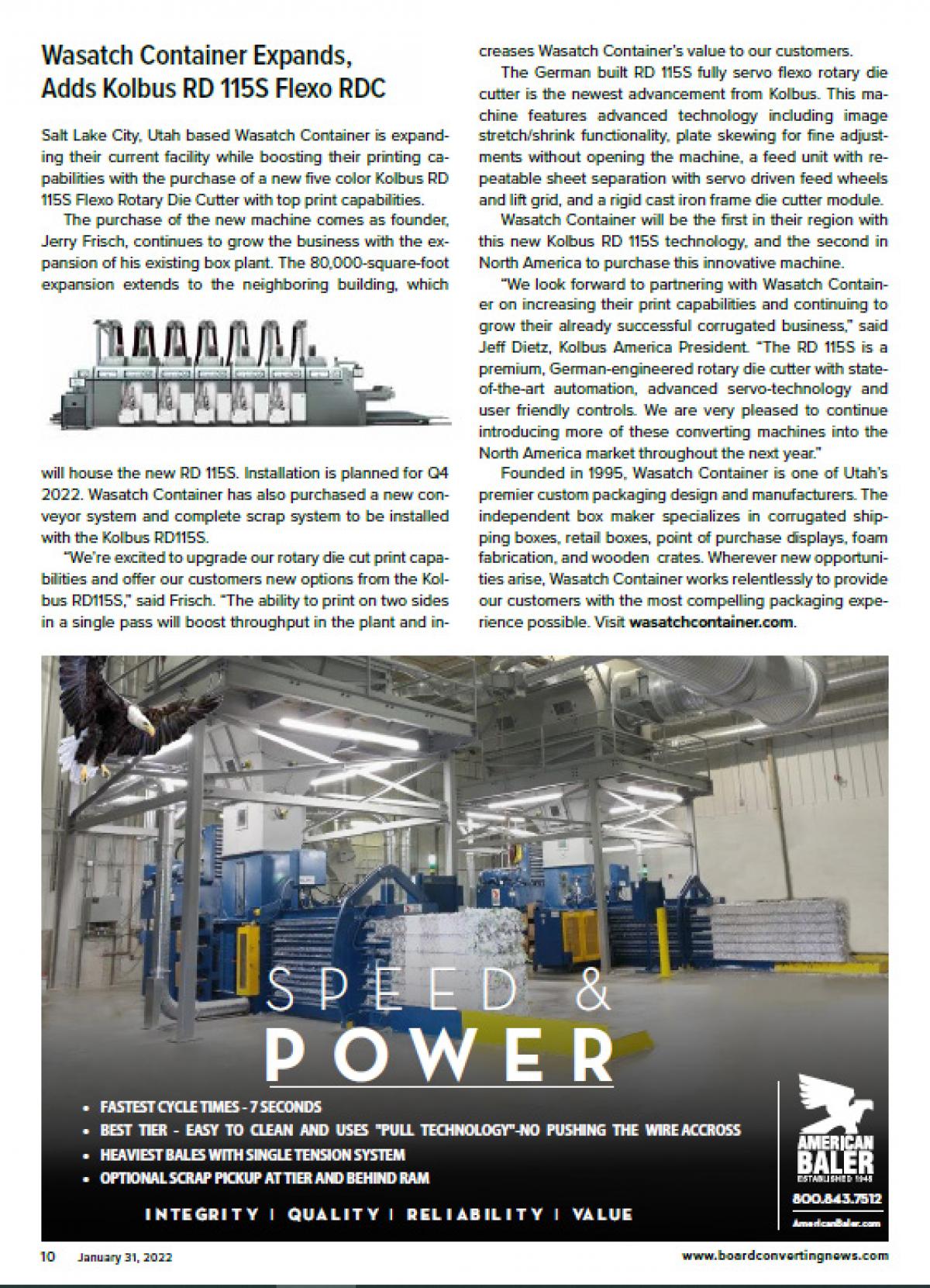 Wasatch Container Expands | Kolbus: KOLBUS America